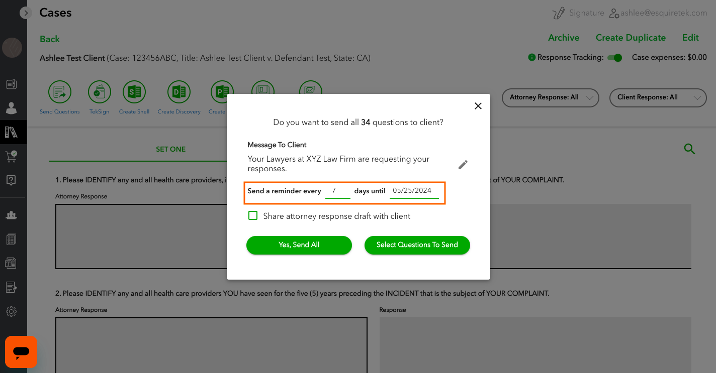 Is there a way to send automatic reminders to my client? – EsquireTek